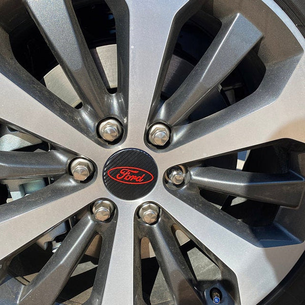 Ford Wheel Hub Cap Rim Emblem Overlay DECALS Carbon Black/Red – KJM ...